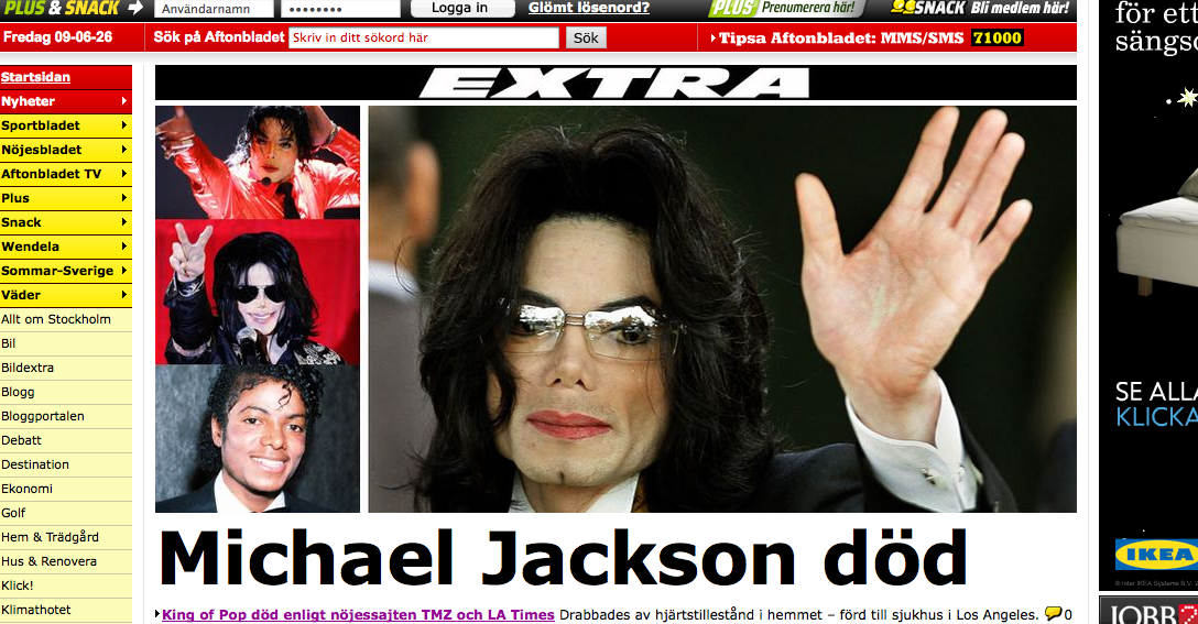 Michael Jacksons död segade ner nätet. Vissa sajter tog dubbelt så lång ...