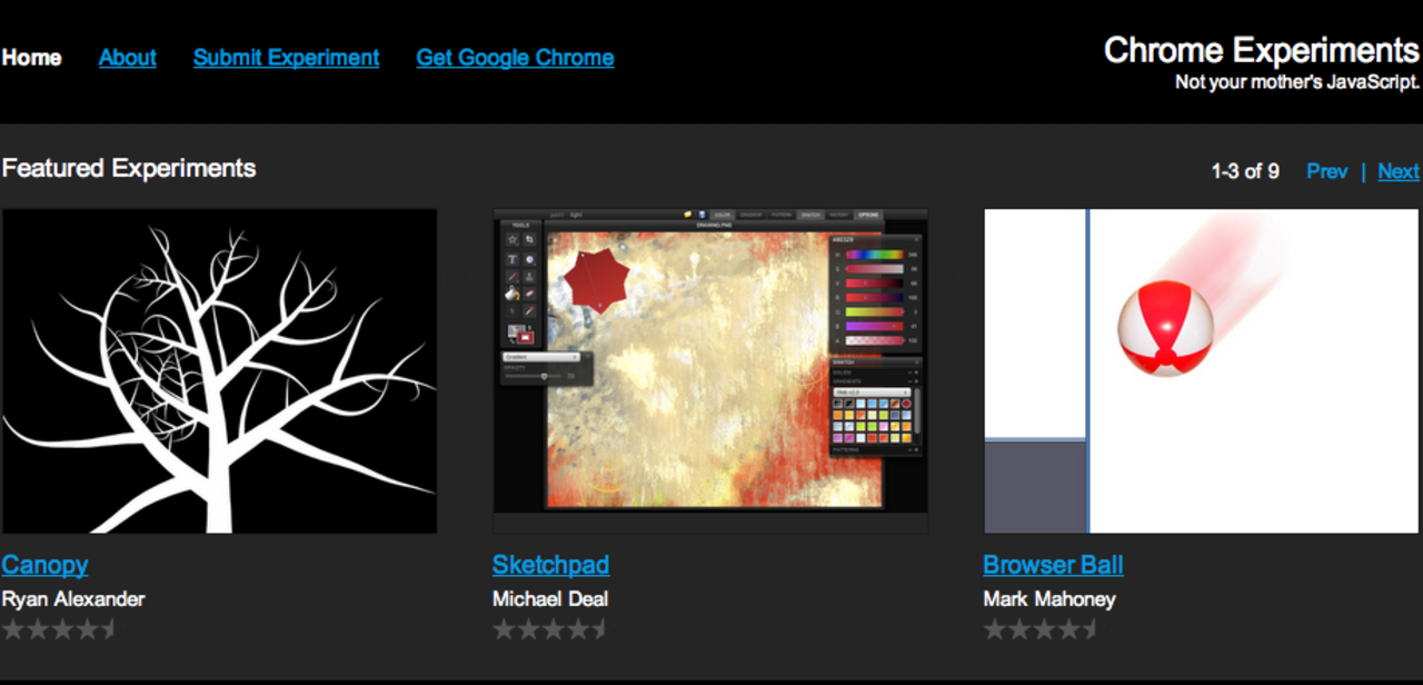 Chrome Experiments. Gallerisajt för coola saker gjorda med Javascript. | Feber / Webb