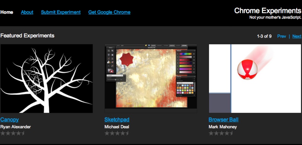 Chrome Experiments. Gallerisajt för coola saker gjorda med Javascript. | Feber / Webb