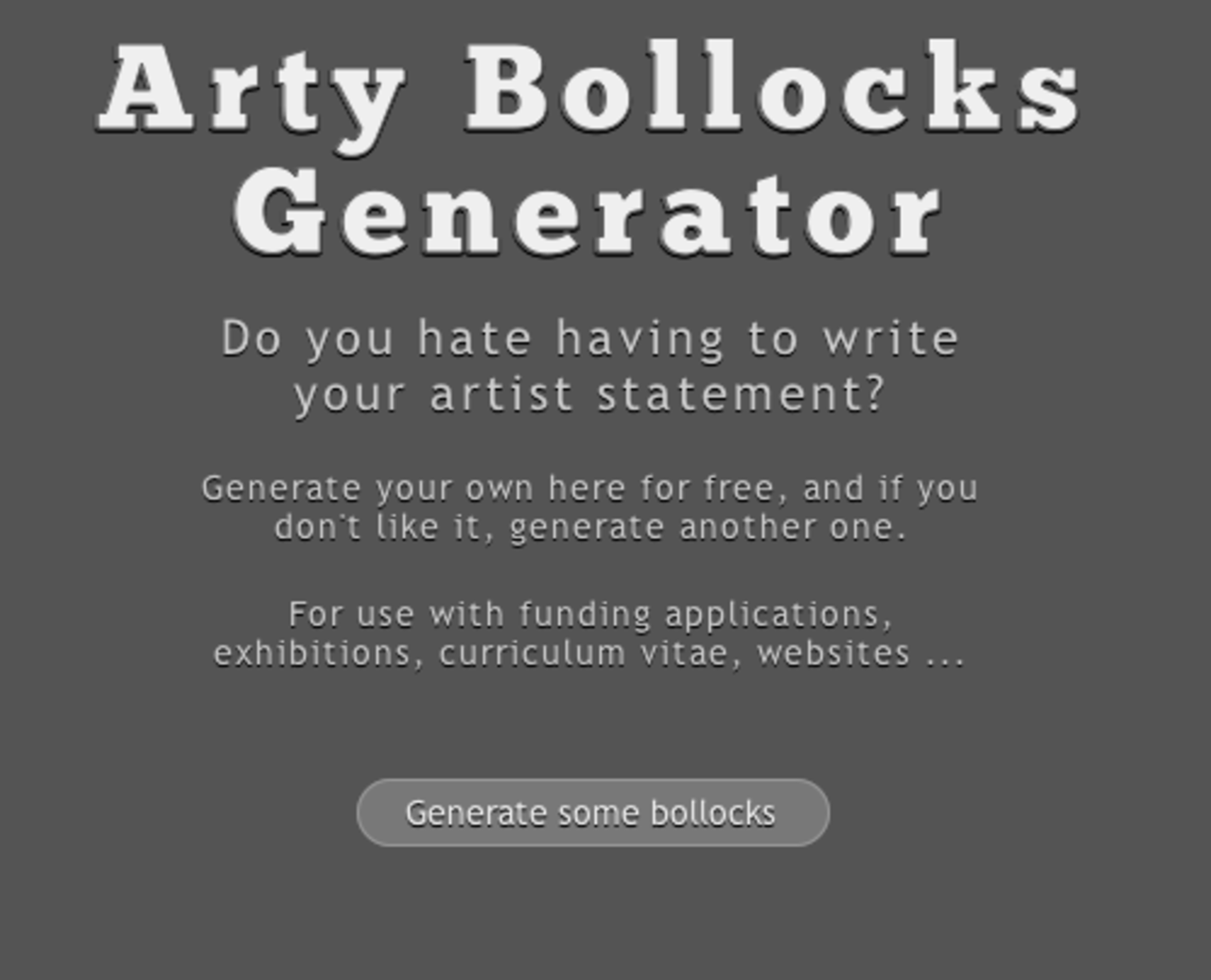 Artist Statement Generator. Om du vill låta pretentiös men inte orkar ...