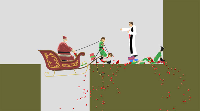 Spela Happy Wheels Christmas. Die santa die! | Feber / Spel