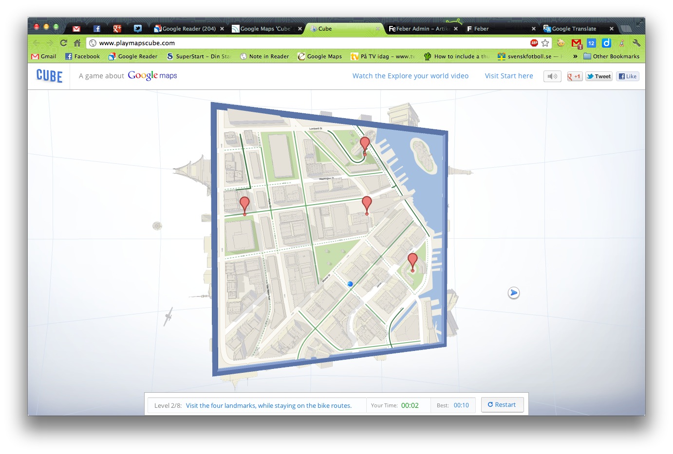 Google Maps lanserar spelet Cube. Rulla boll runt om i världen. | Feber ...