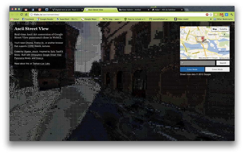 Google Maps Streetview i ASCII. Pixlig mashup. | Feber / Webb