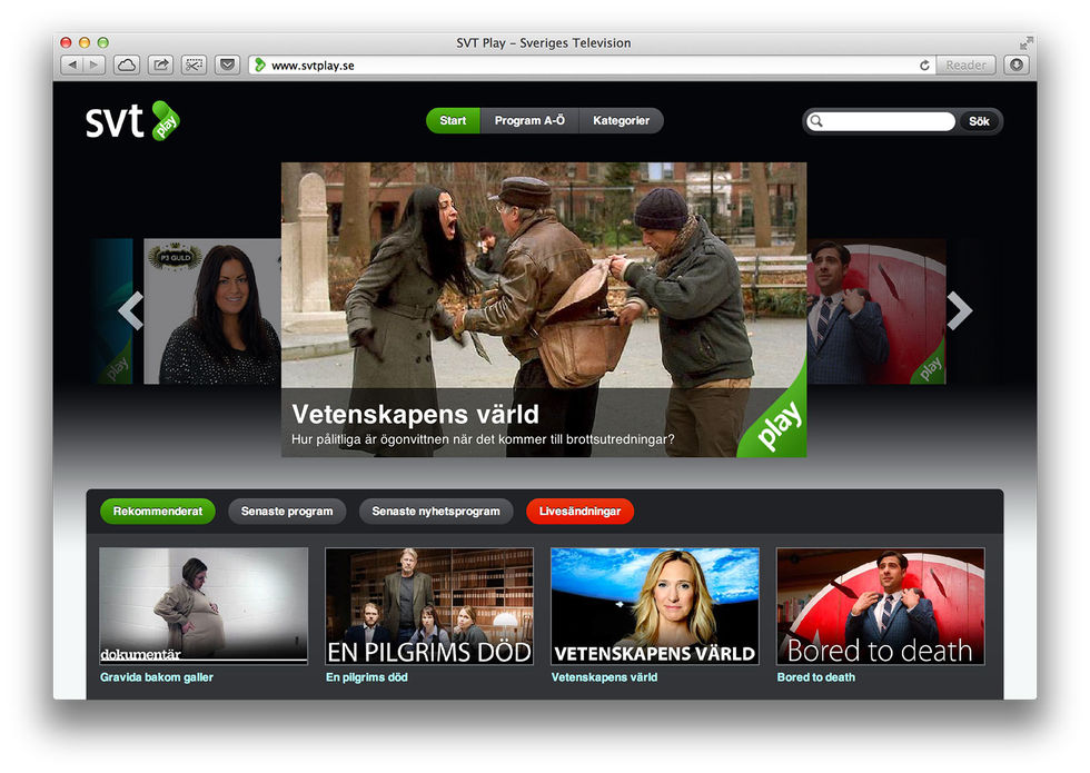 Alla SVT-kanaler i sin helhet på Play. Kommer under nästa månad ...