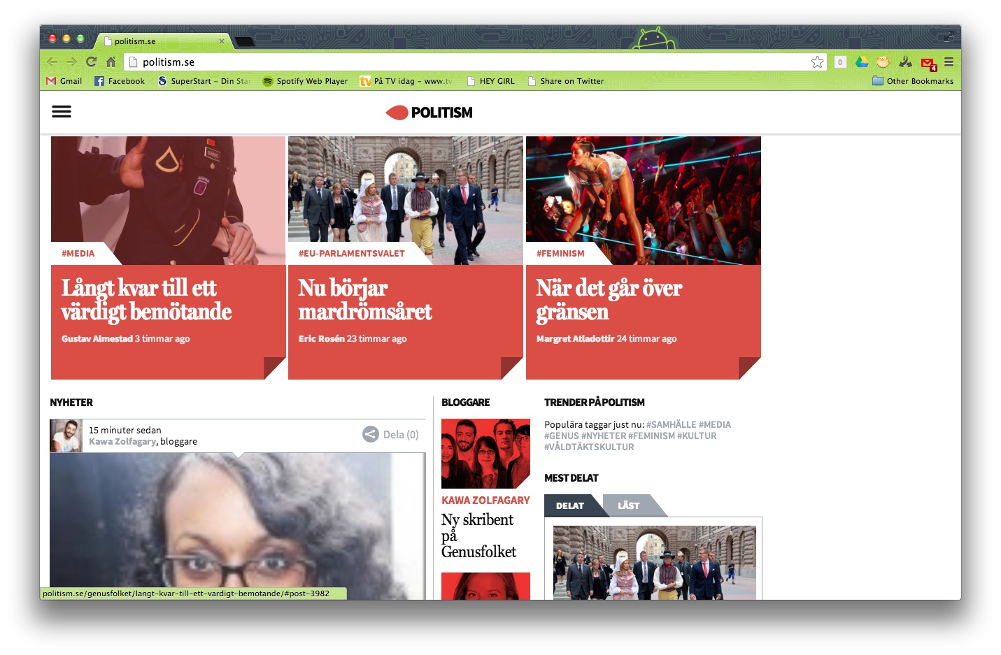 Nu har Politism.se öppnat. Aftonbladets opinions-sajt slår upp sina ...