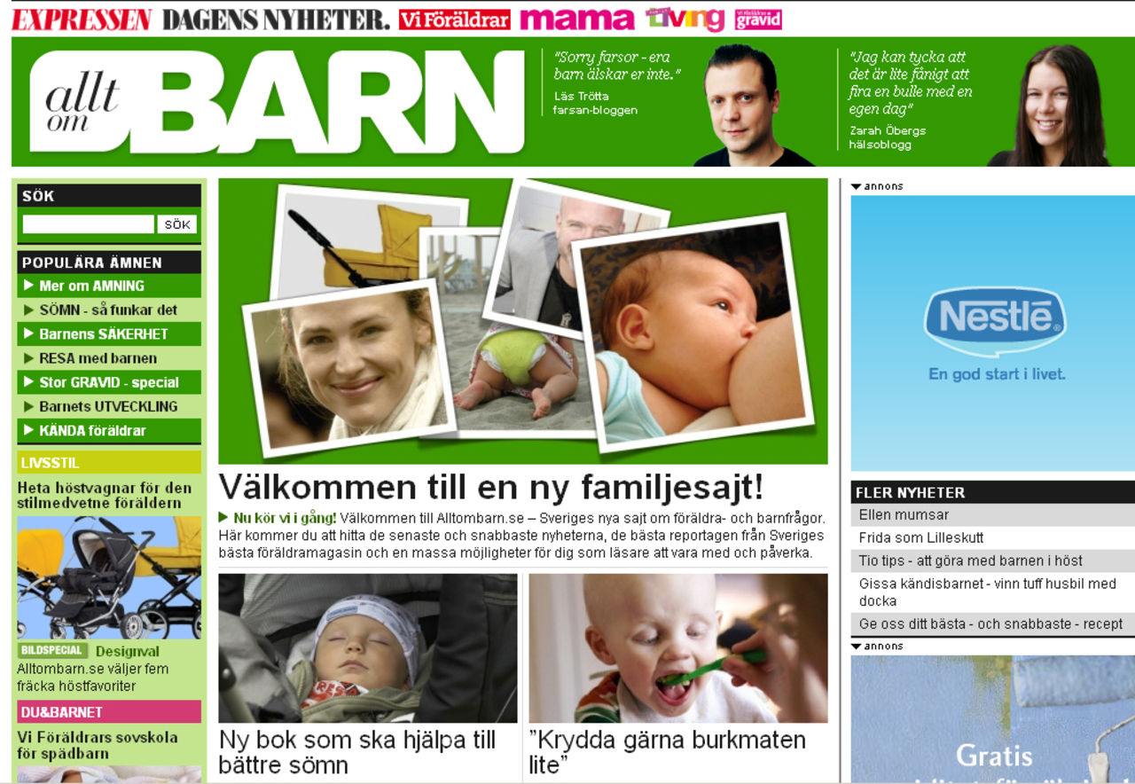 Allt om barn. Ny barnsajt smyglanseras. | Feber / Barn