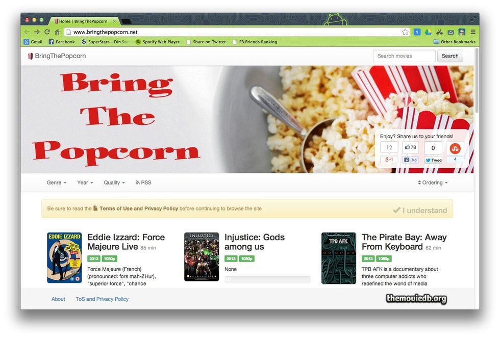 Bring the popcorn. Sajt som hittar gratis-filmer. | Feber / Webb