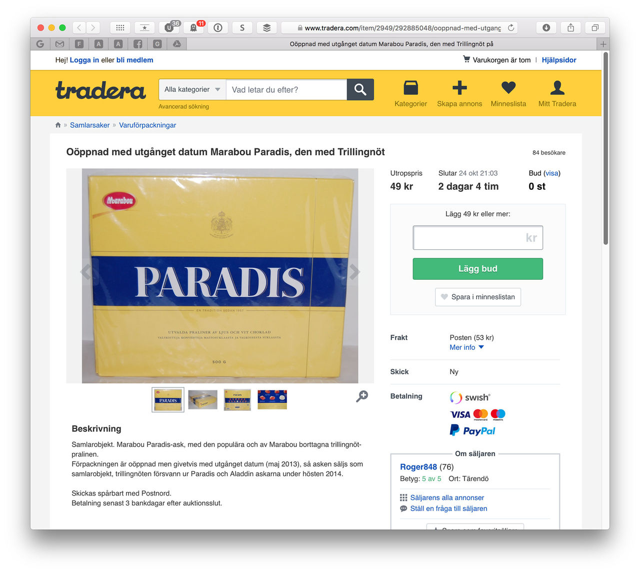 Köp en oöppnad Paradis-ask. Den med trillingnöt. | Feber / Samhälle