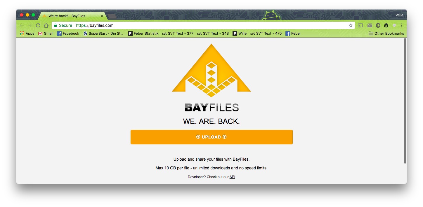 Molntjänsten Bayfiles gör comeback. The Pirate Bays gamla ...