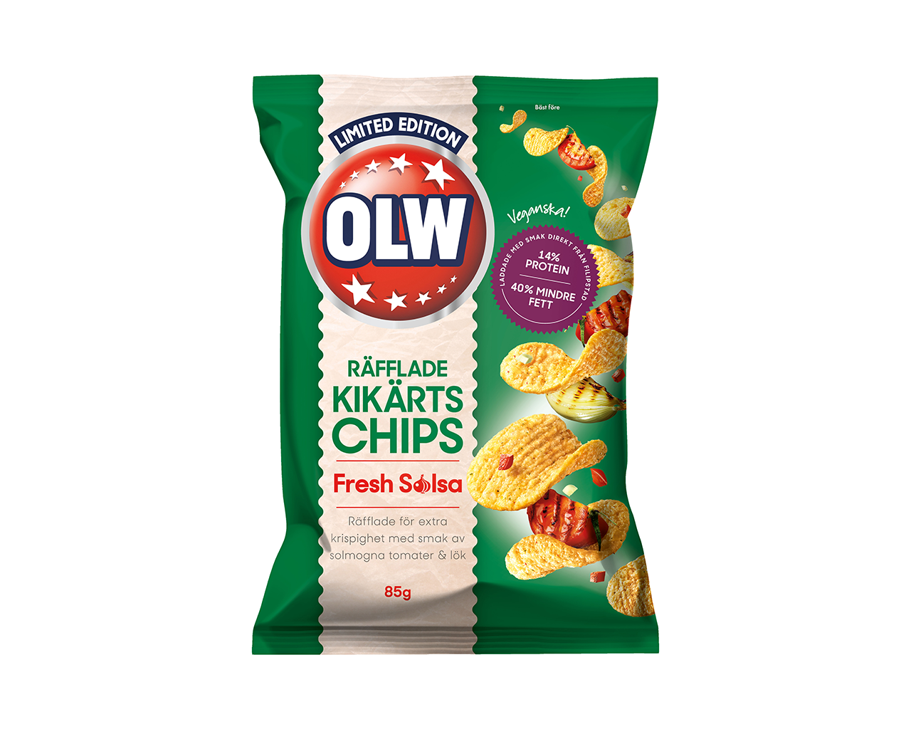 Nya vegan-chips från OLW. Kikärtschips Fresh Salsa. | Tjock / Strupen