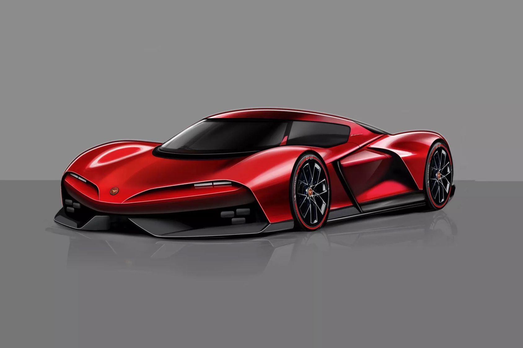 Bizzarrini visar upp superbilen Giotto. Ritad av Giorgetto Giugiaro ...
