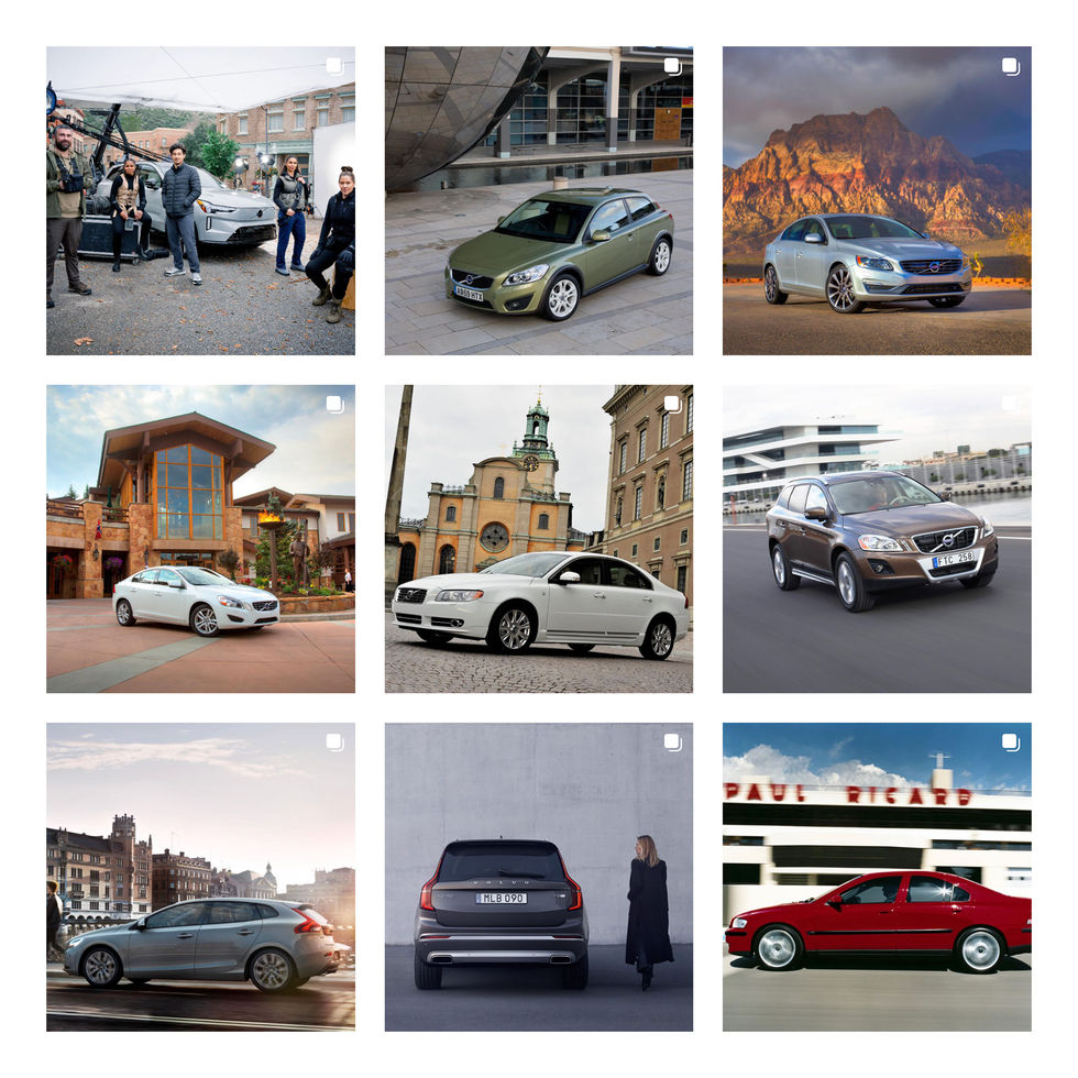 Instagram-konto håller koll på Volvo-reklam. Var de är inspelade ...