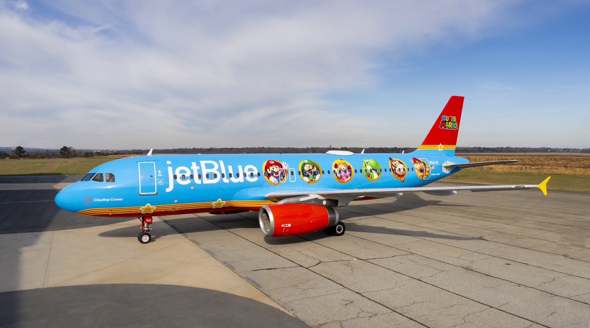 JetBlue börjar flyga Super Mario-flygplan. För att fira Mario Day ...