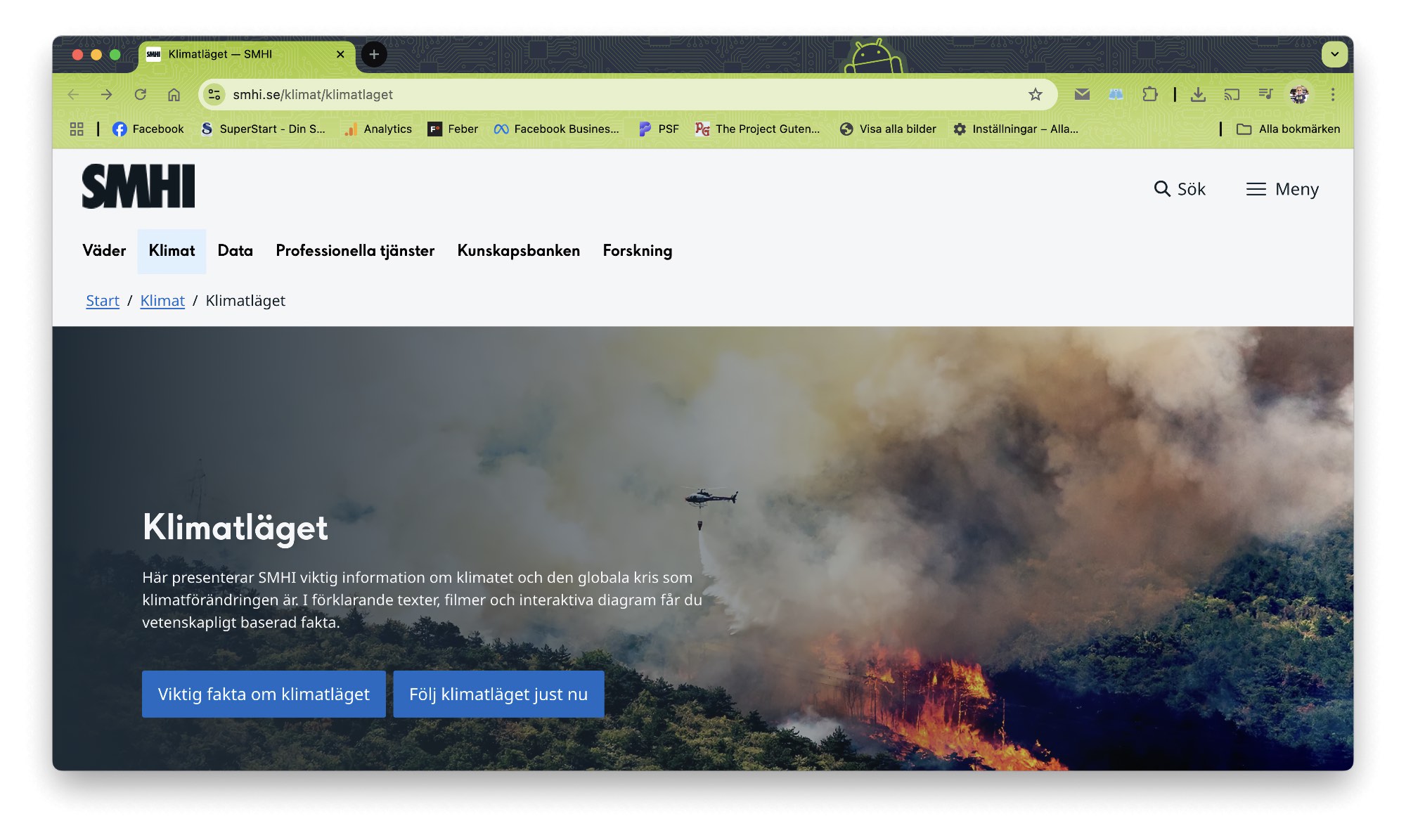Följ klimatkrisen i realtid på ny tjänst. SMHI lanserar Klimatläget ...