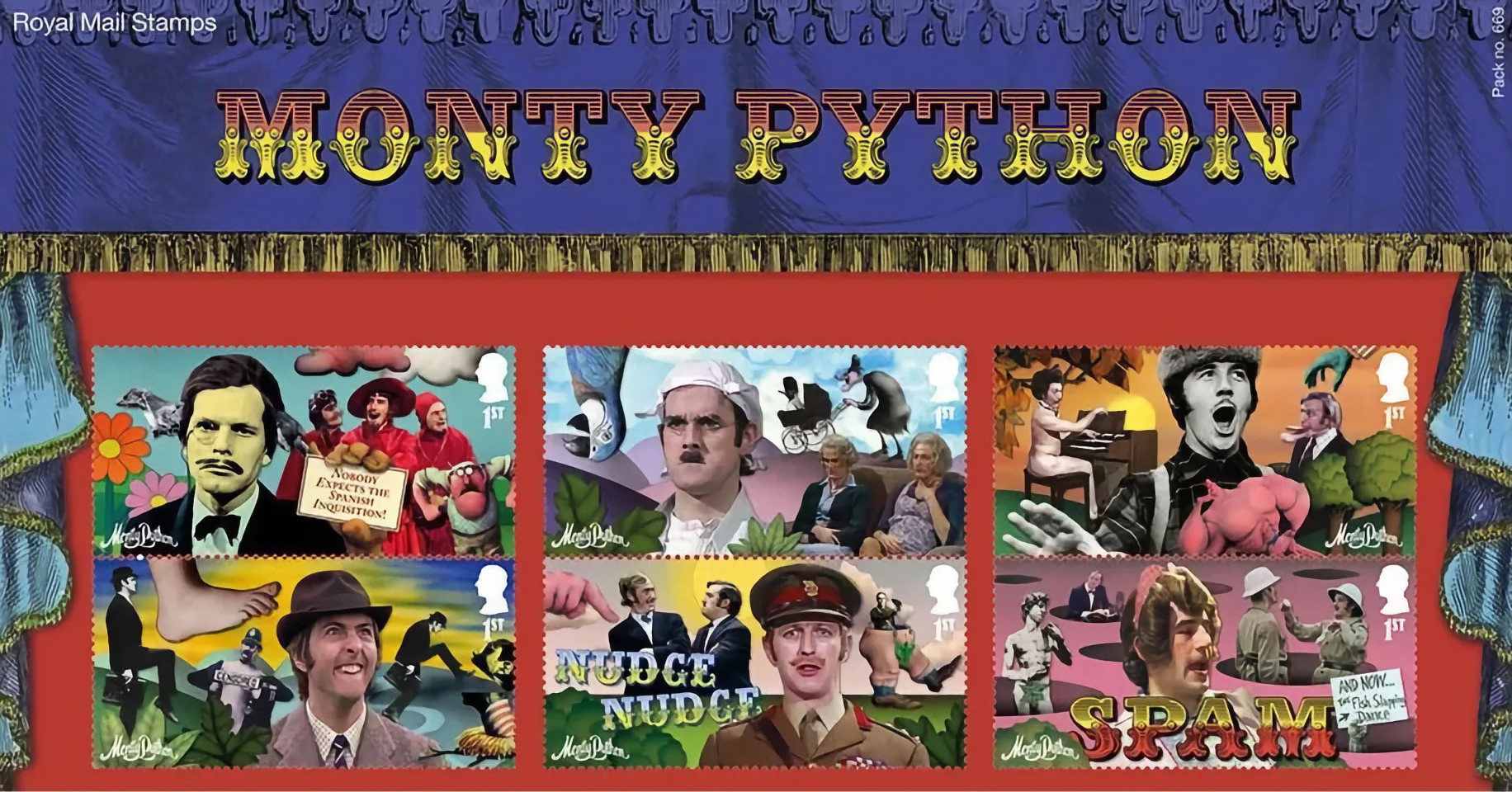 Monty Python blir frimärken. Slicka på John Cleese. | Feber / Samhälle